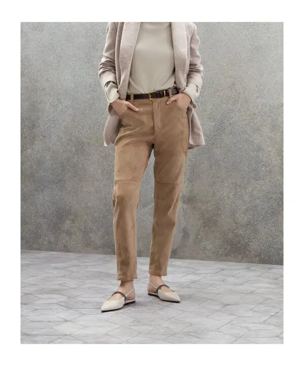 Brunello Cucinelli Cropped Suede Trousers