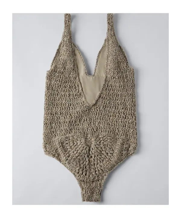 Brunello Cucinelli Crochet Knit U-neck Bodysuit