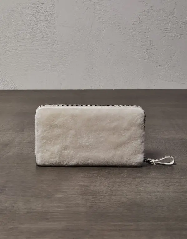 Brunello Cucinelli Logo Sticker Zipper Wallet