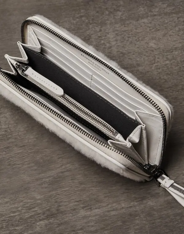 Brunello Cucinelli Logo Sticker Zipper Wallet