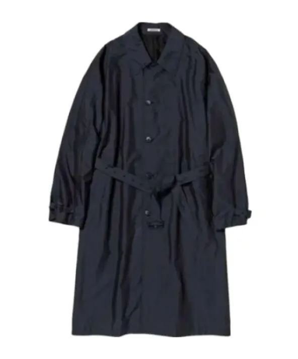 Auralee Long-sleeved Collared Trench Coat - Black