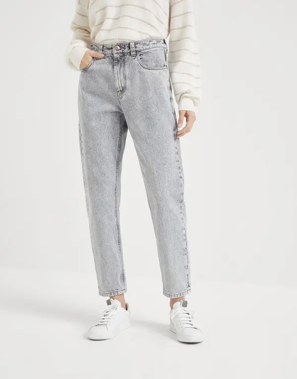 Brunello Cucinelli Logo Patch Tapered Leg Jeans