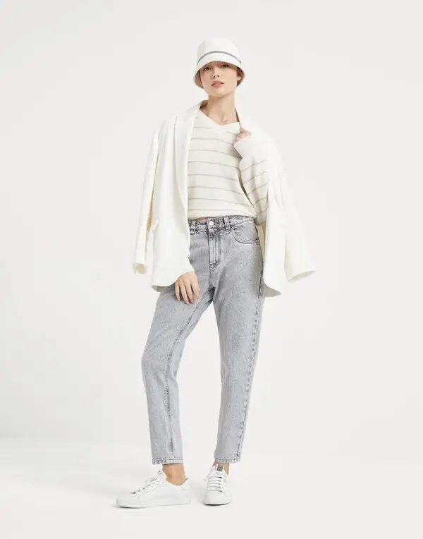 Brunello Cucinelli Logo Patch Tapered Leg Jeans