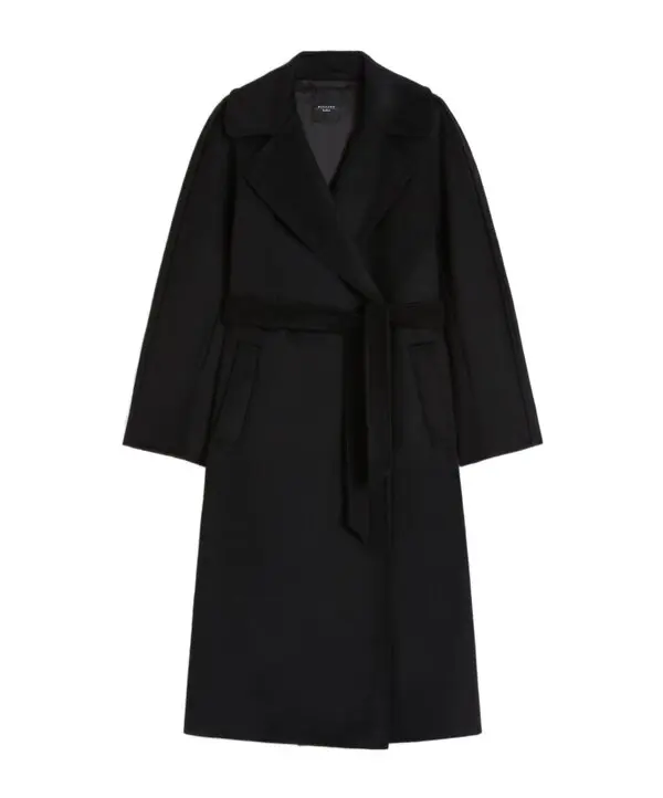 Max Mara Long-sleeved Belted Coat - Black