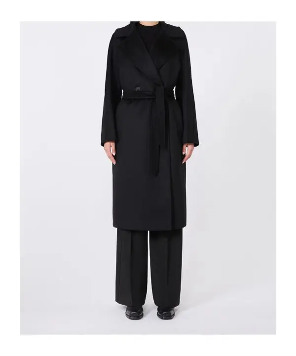 Max Mara Long-sleeved Belted Coat - Black