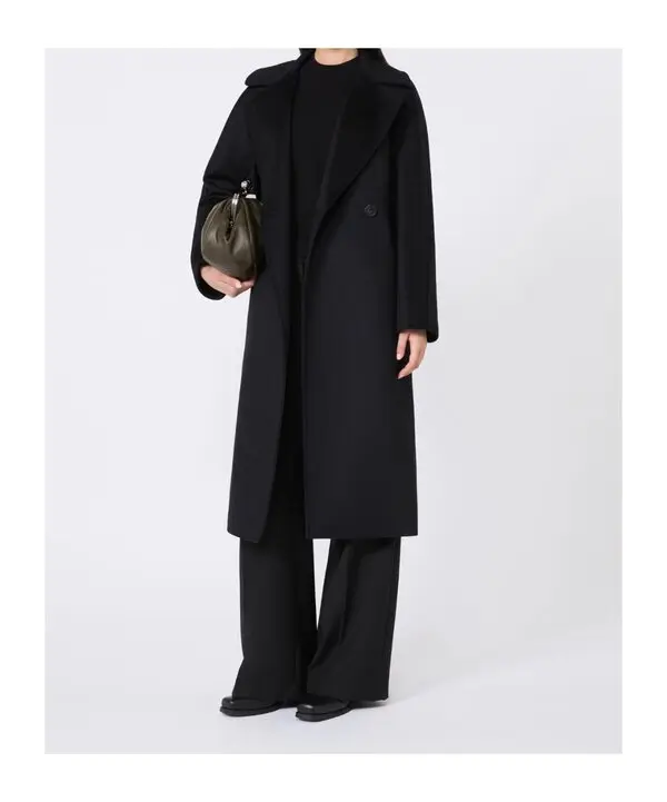 Max Mara Long-sleeved Belted Coat - Black
