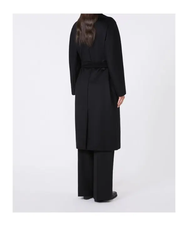 Max Mara Long-sleeved Belted Coat - Black