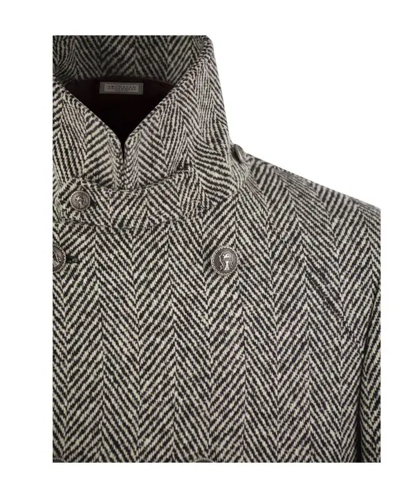 Brunello Cucinelli Herringbone Double-breasted Coat