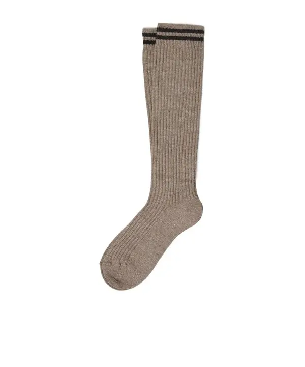 Brunello Cucinelli Ribbed Striped Socks - Gray