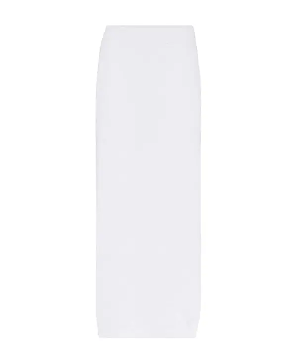 Brunello Cucinelli Ribbed-knit Rear-slit Midi Skirt - White