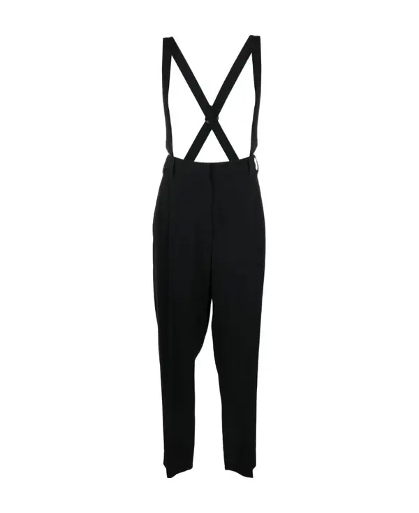 Brunello Cucinelli High-waisted Cropped Brace-detail Trousers - Black