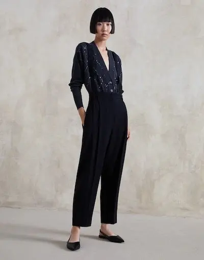 Brunello Cucinelli High-waisted Cropped Brace-detail Trousers