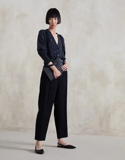 Brunello Cucinelli High-waisted Cropped Brace-detail Trousers
