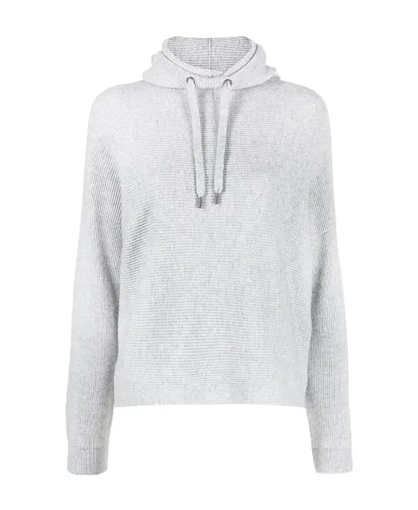 Brunello Cucinelli Ribbed Knit Drawstring Hoodie