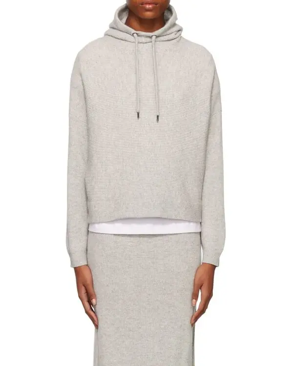 Brunello Cucinelli Ribbed Knit Drawstring Hoodie