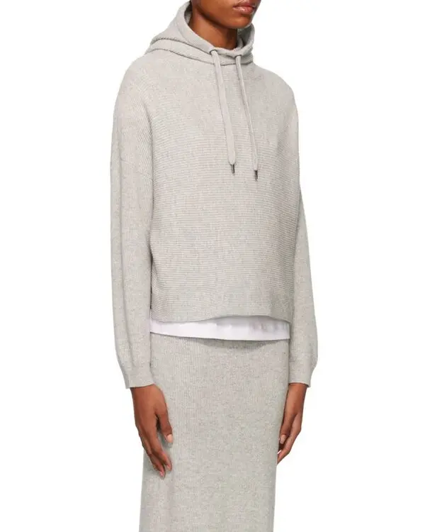 Brunello Cucinelli Ribbed Knit Drawstring Hoodie