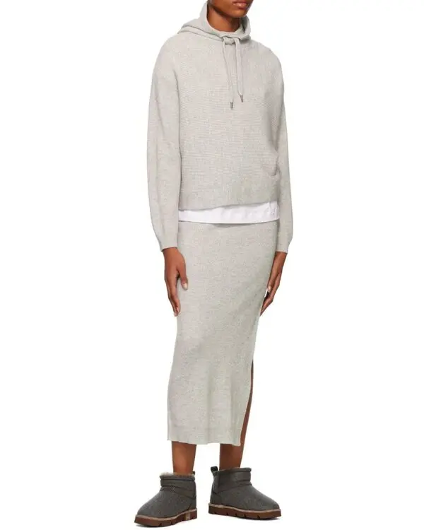 Brunello Cucinelli Ribbed Knit Drawstring Hoodie