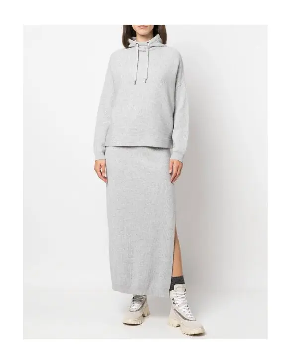 Brunello Cucinelli Ribbed Knit Drawstring Hoodie