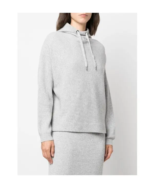 Brunello Cucinelli Ribbed Knit Drawstring Hoodie