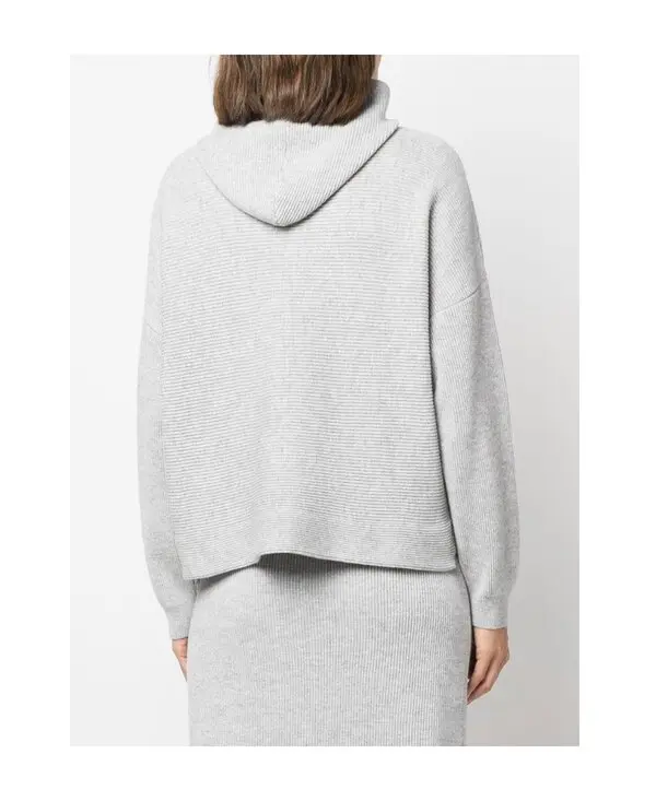 Brunello Cucinelli Ribbed Knit Drawstring Hoodie