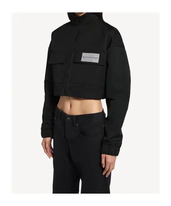 Balenciaga Cropped Tracksuit Jacket With High Collar And Zip Closure