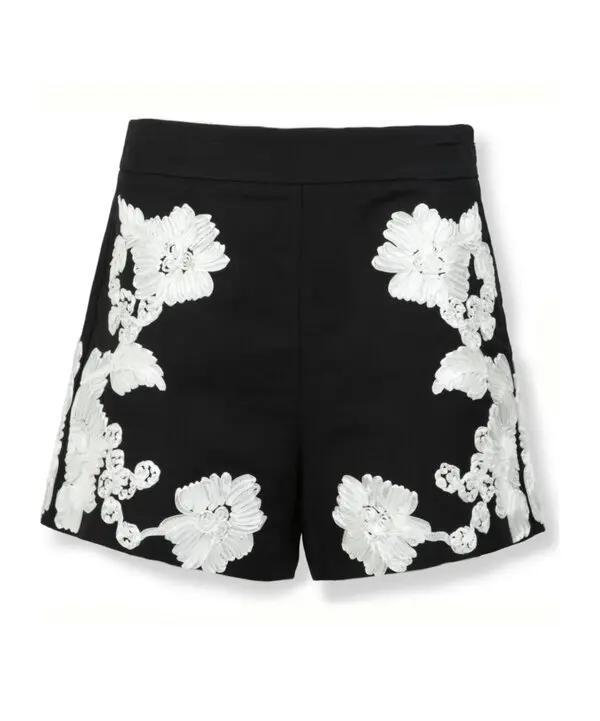 Simkhai Floral Embroidered Belted Shorts