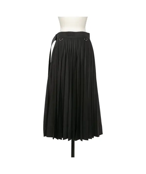 Sacai Belted Pleated Midi Skirt