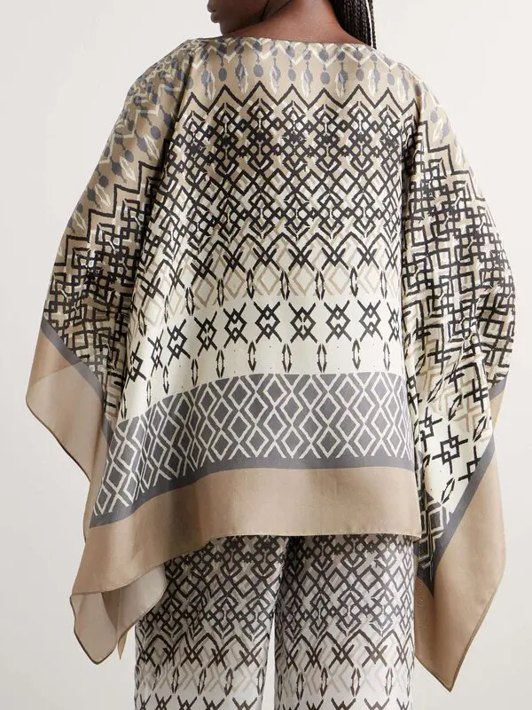Brunello Cucinelli Geometric Print Silk Blouse