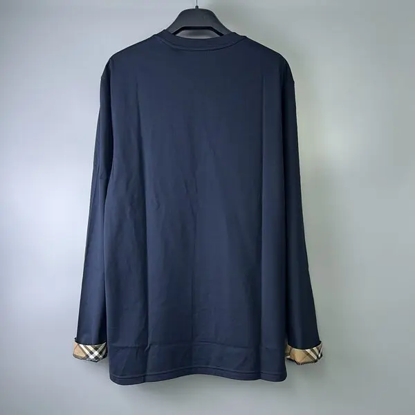 Burberry Long-sleeve Check Trim Cotton Top