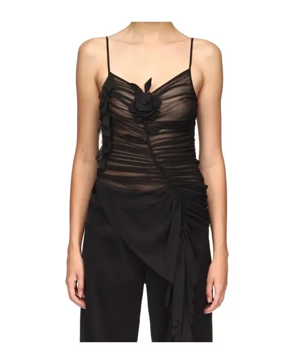 David Koma Asymmetrical Ruffled Halter Top