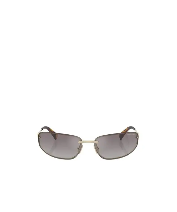 Miu Miu Oval Frame Rimless Sunglasses - Gray