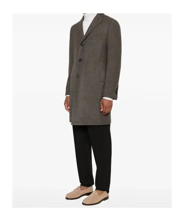 Tagliatore Long-sleeved Herringbone Coat
