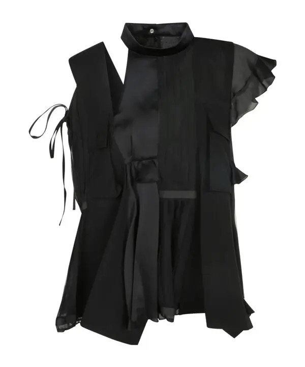 Sacai Ruffled Tie-detail Top
