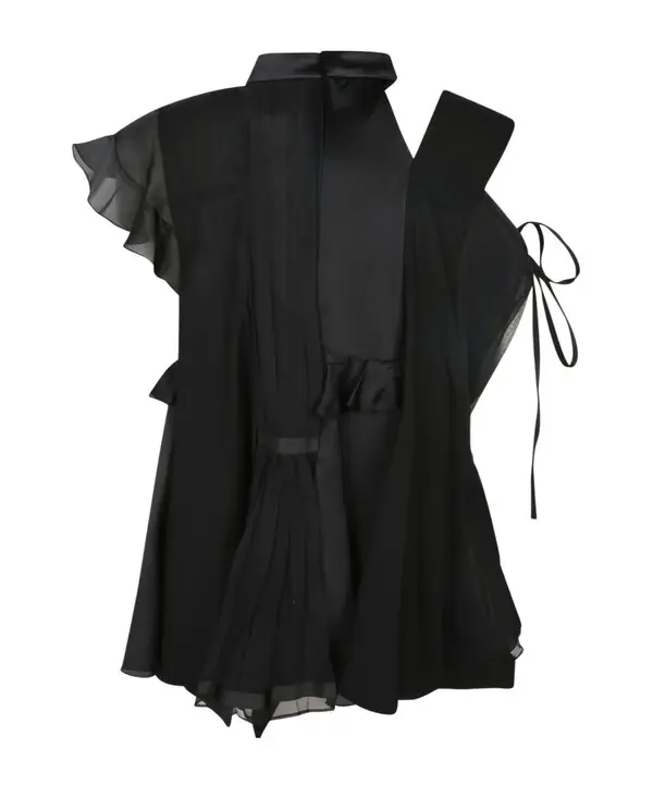 Sacai Ruffled Tie-detail Top