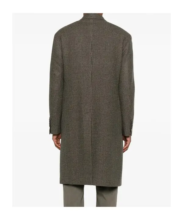 Tagliatore Double-breasted Long-sleeved Checked Coat - Green