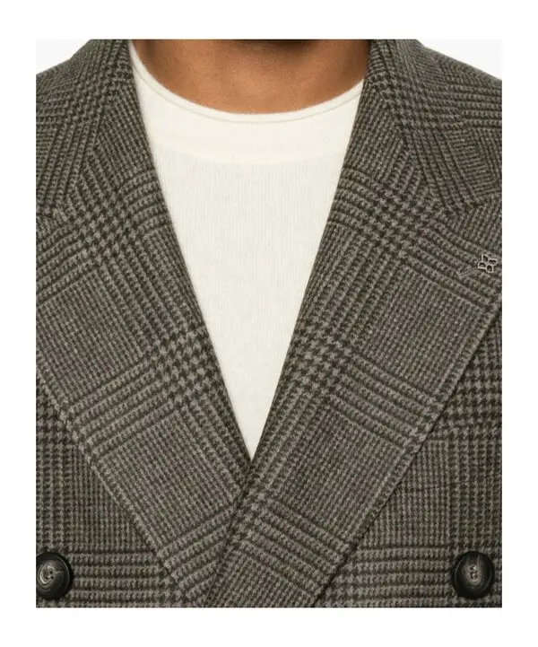 Tagliatore Double-breasted Long-sleeved Checked Coat - Green