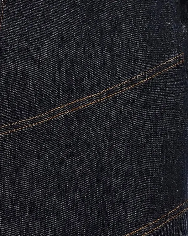 SELF-PORTRAIT Denim Fishtail Hem Midi Skirt - Black