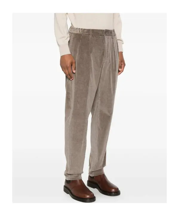 Tagliatore Pleated Corduroy Trousers With Belt Loops