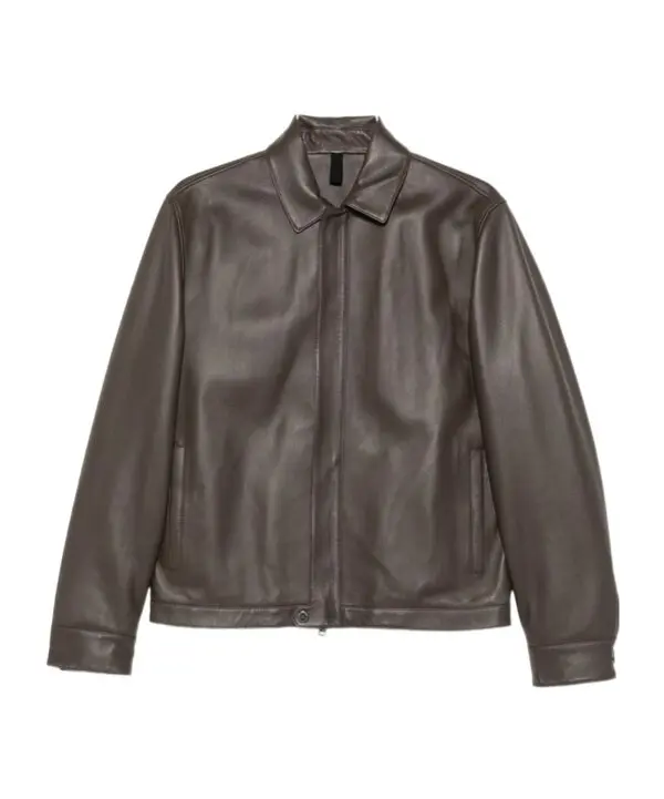 Tagliatore Long-sleeved Leather Jacket - Black