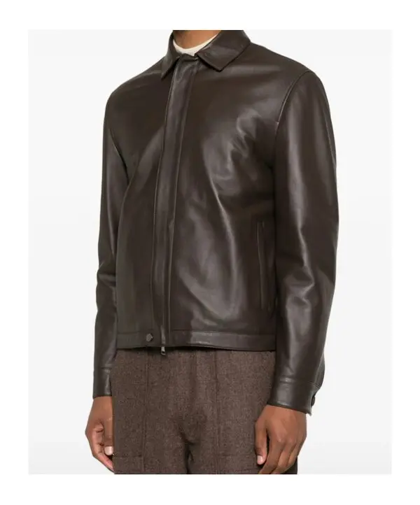 Tagliatore Long-sleeved Leather Jacket - Black