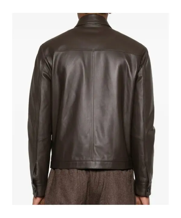 Tagliatore Long-sleeved Leather Jacket - Black