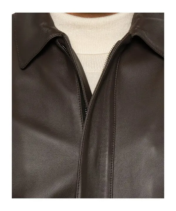 Tagliatore Long-sleeved Leather Jacket - Black
