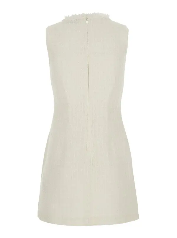 SELF-PORTRAIT Sleeveless Bouclé Mini Dress With Braided Trims And Gold Button Detailing