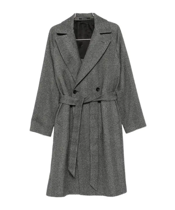 Tagliatore Double-breasted Herringbone Coat - Gray