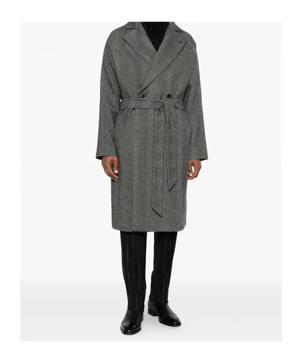 Tagliatore Double-breasted Herringbone Coat - Gray