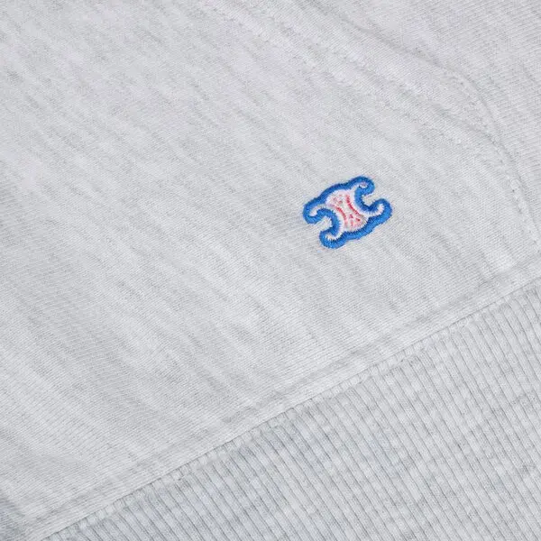 Celine Cropped Cotton Fleece Hoodie With Triumphal Embroidery