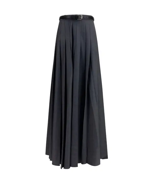 SELF-PORTRAIT Pleated Maxi Skirt - Grey