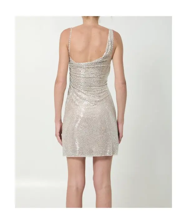 SELF-PORTRAIT Rhinestone Embellished Draped Mini Dress