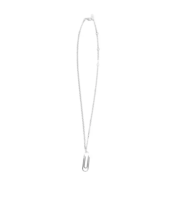 Off-White Paperclip Pendant Necklace - Silver