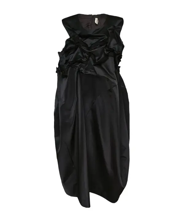 Comme Des Garçons Ruffle Detailed Sleeveless Midi Dress - Black